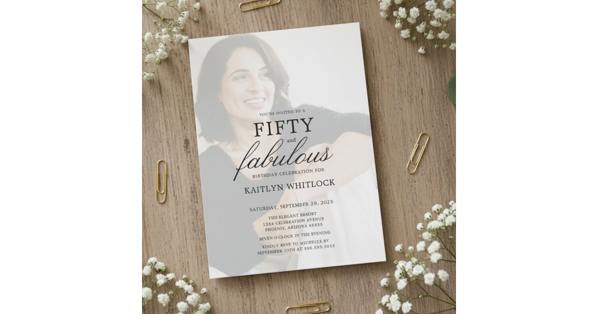 Modern Minimal Script 50th Birthday Party Invitation | Zazzle