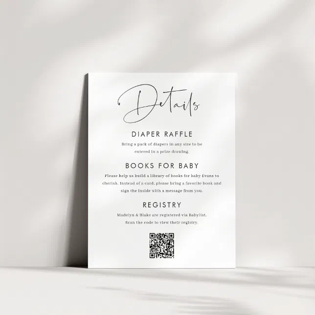 Modern Minimal Script Baby Shower Enclosure Card | Zazzle