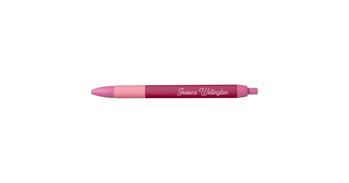 Modern Minimal Script Hot Pink Girly Name Pen | Zazzle