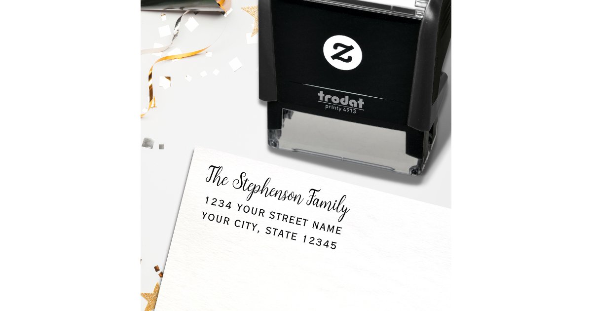 Modern Minimal Script Name Custom Return Address Self-inking Stamp | Zazzle