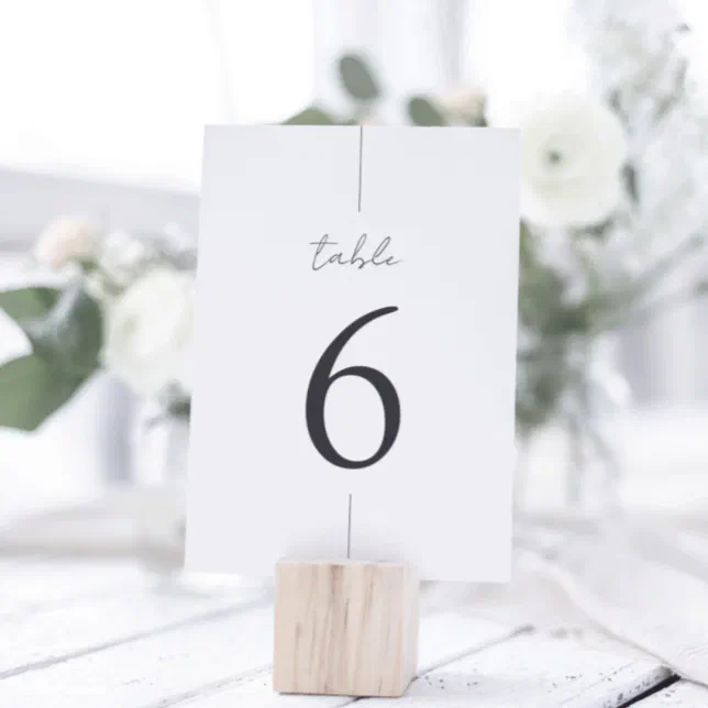 Modern Minimal Script Table Number | Zazzle