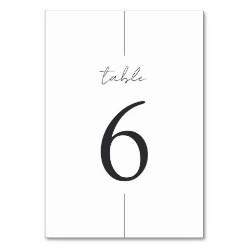 Modern Minimal Script Table Number | Zazzle