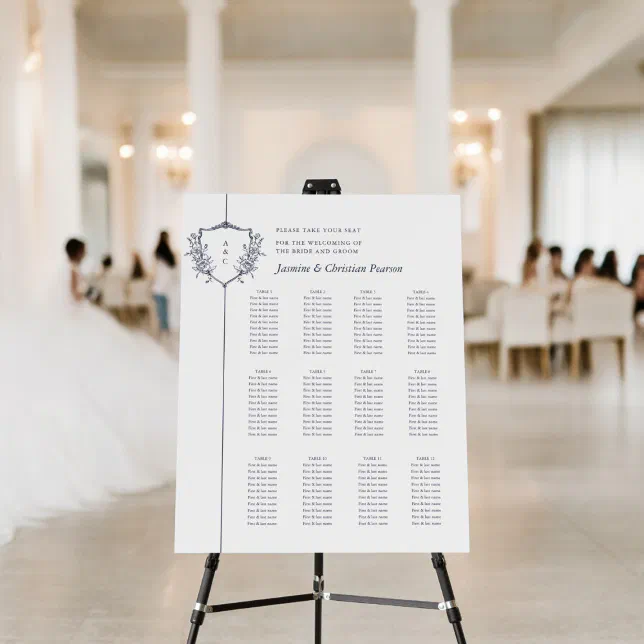 Modern minimal script twelve table seating chart foam board | Zazzle