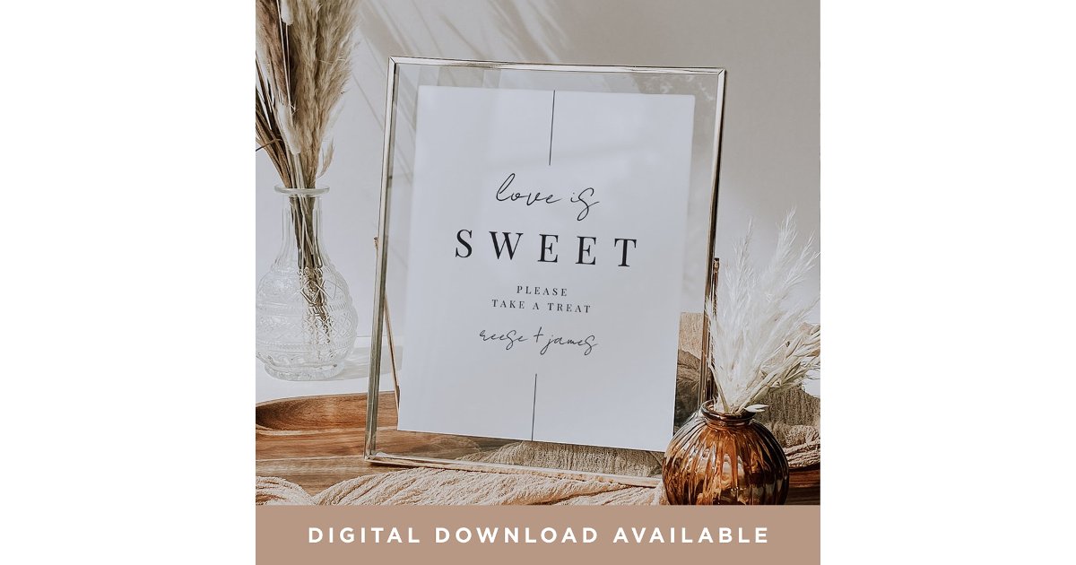 Modern Minimal Script Wedding Dessert Table Poster | Zazzle