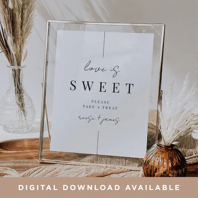 Modern Minimal Script Wedding Dessert Table Poster | Zazzle