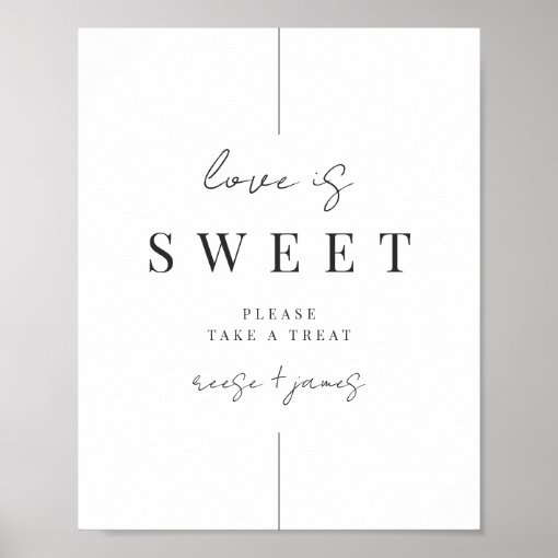 Modern Minimal Script Wedding Dessert Table Poster | Zazzle