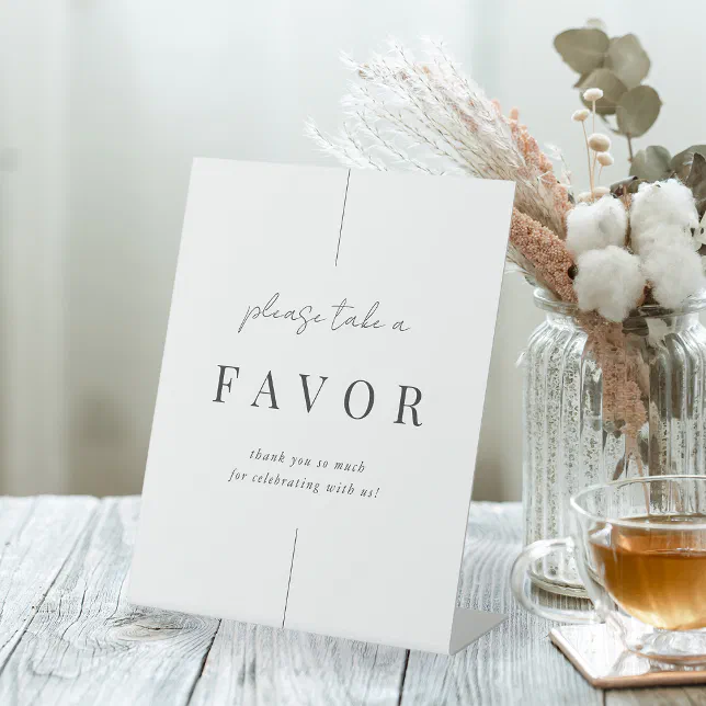 Modern Minimal Script Wedding Favor Pedestal Sign | Zazzle