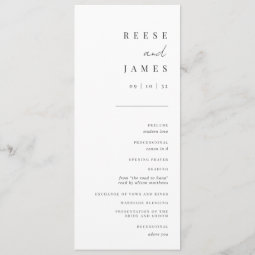 Modern Minimal Script Wedding Program | Zazzle