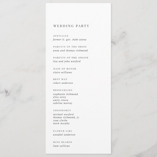 Modern Minimal Script Wedding Program | Zazzle