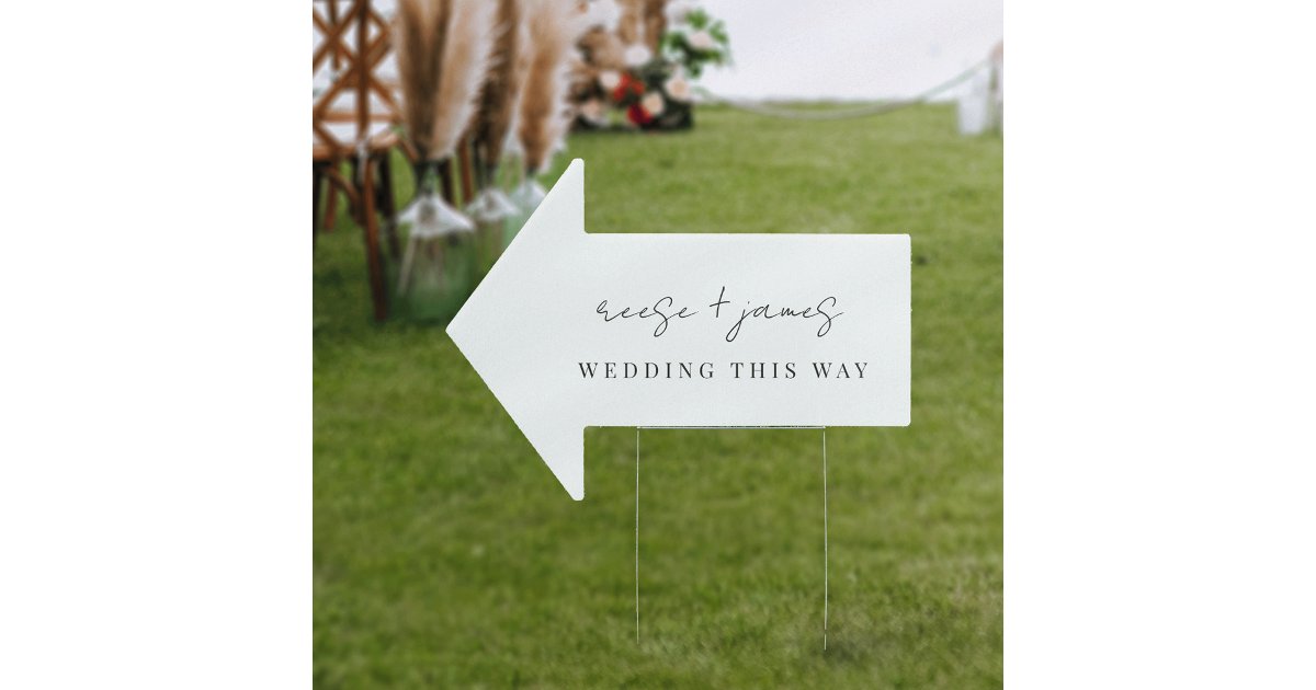 Modern Minimal Script Wedding This Way Sign | Zazzle