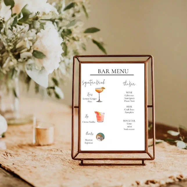 Modern Minimal Signature Drink Cocktail Bar Sign | Zazzle