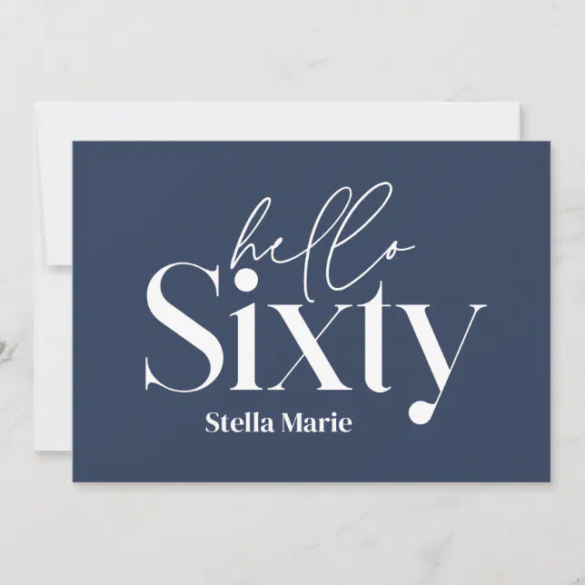 Modern minimal simple navy blue 60th birthday invitation | Zazzle