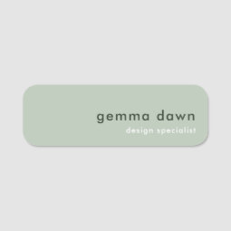 Modern Minimal Simple Sage Green Professional Name Tag | Zazzle