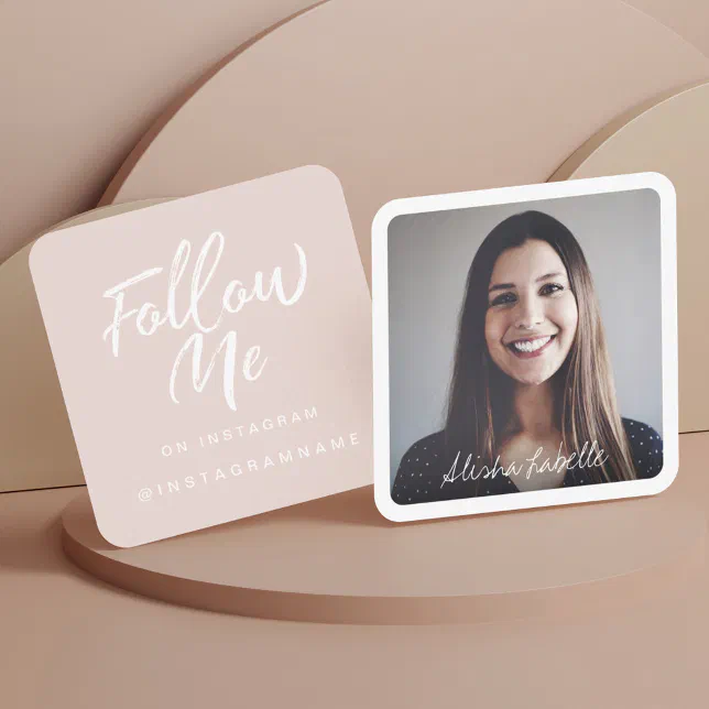 Modern & Minimal Social Media Follow Me Photo Square Business Card | Zazzle