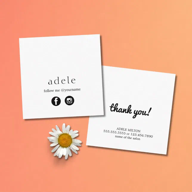 Modern Minimal Social Media Follow Me Square Business Card | Zazzle