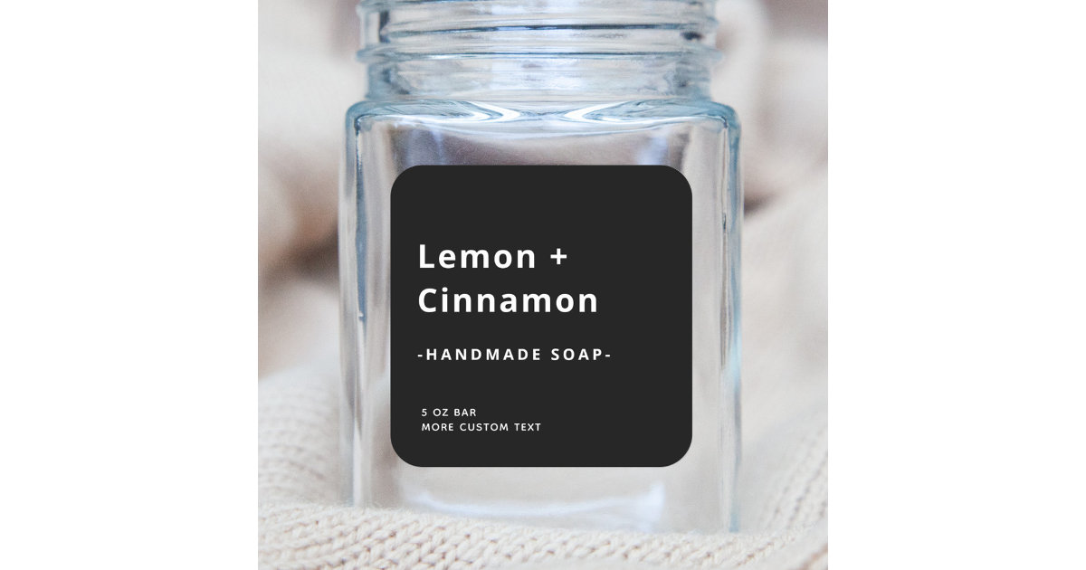 Modern minimal square black product label | Zazzle