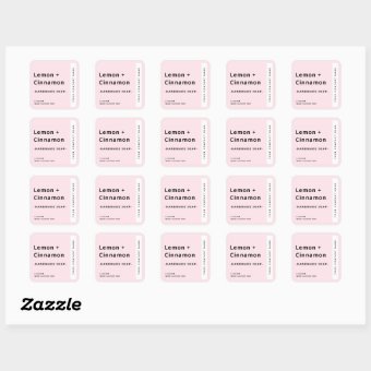 Modern minimal square light pink product label | Zazzle