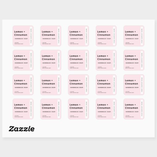 Modern minimal square light pink product label | Zazzle