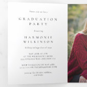 Modern minimal stylish photo college graduation Tri-Fold invitation ...