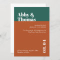 Modern Minimal Teal Copper Colorblock Wedding Invitation | Zazzle