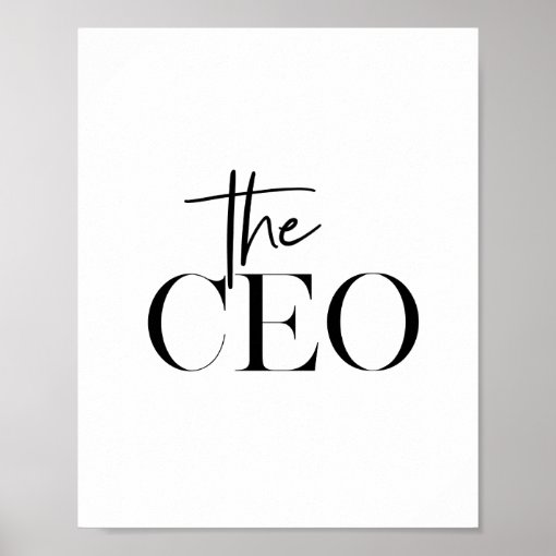 Modern Minimal The CEO Black Poster | Zazzle