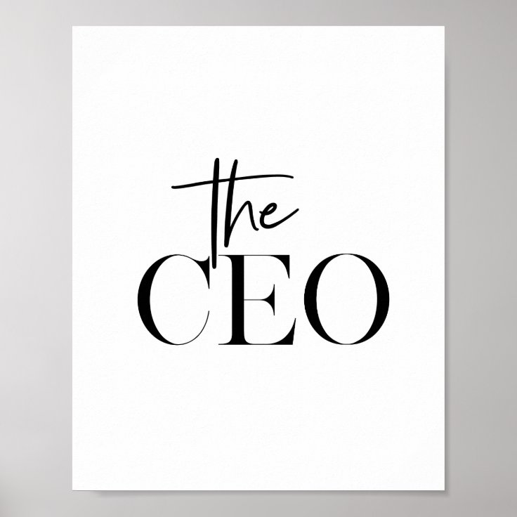 Modern Minimal The CEO Black Poster | Zazzle