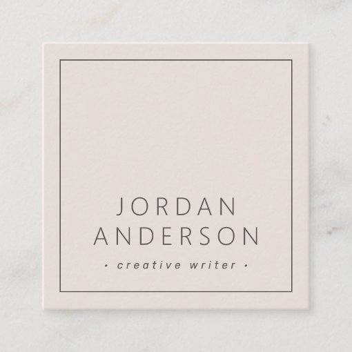 Modern minimal thin borders light mocha brown square business card | Zazzle