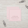Modern minimal thin borders light pink square business card | Zazzle