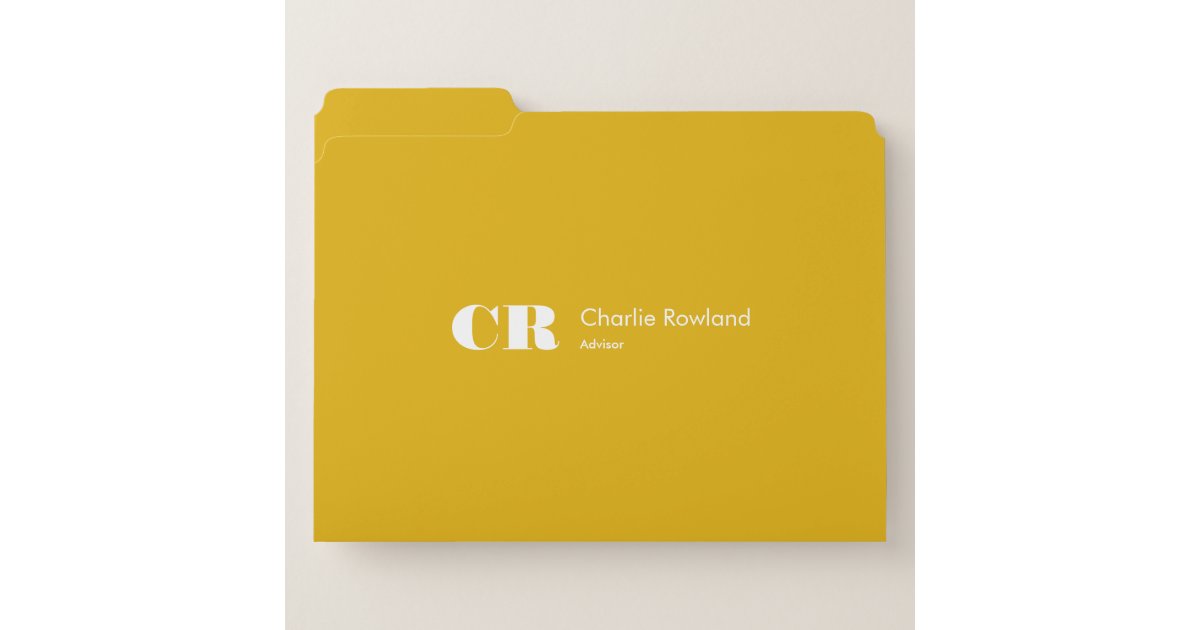 Modern Minimal Trendy Monogram Yellow Mustard File Folder | Zazzle