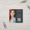 Modern minimal trendy pink gray photo square business card | Zazzle