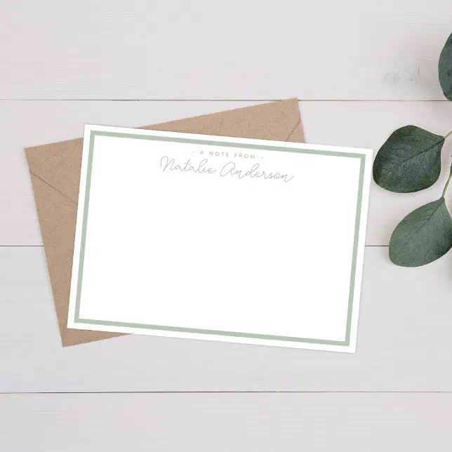 Modern Minimal Typography Casual Script Sage Green Note Card | Zazzle