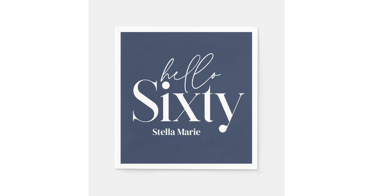 Modern minimal typography navy blue 60th birthday napkins | Zazzle