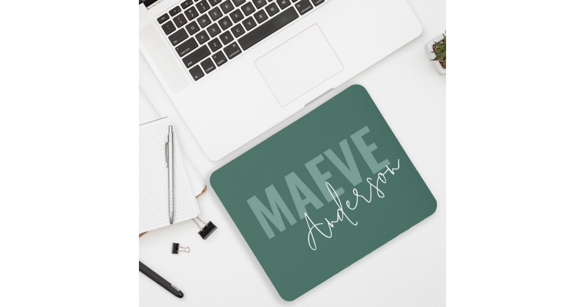 Modern minimal typography sage green elegant mouse pad | Zazzle