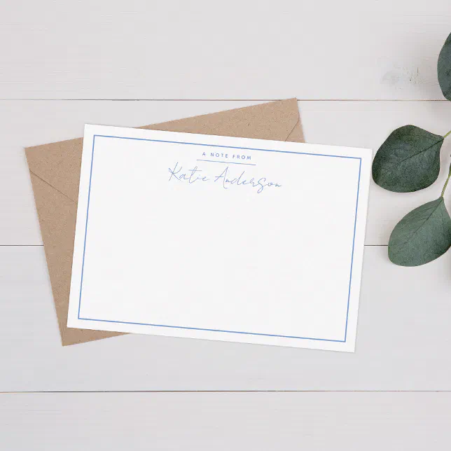 Modern Minimal Typography Script Baby Blue Note Card | Zazzle