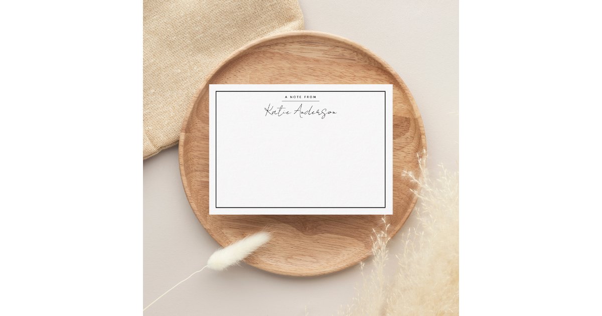 Modern Minimal Typography Script Black Note Card | Zazzle