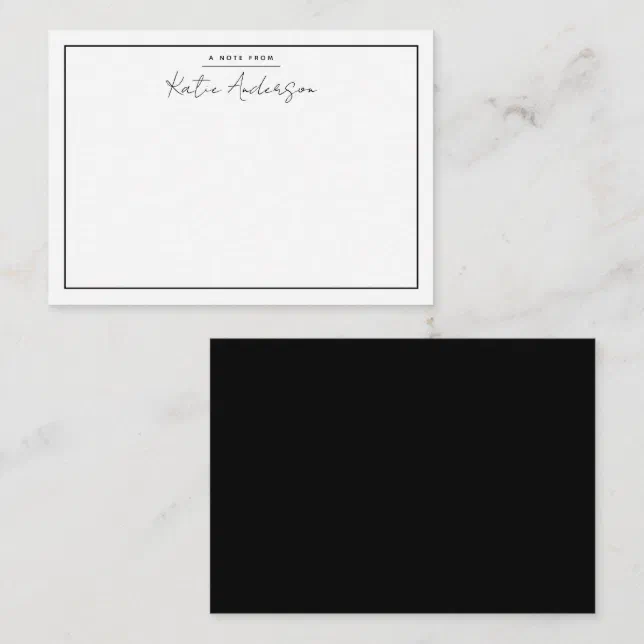 Modern Minimal Typography Script Black Note Card | Zazzle