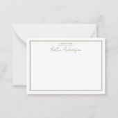 Modern Minimal Typography Script Green Note Card | Zazzle