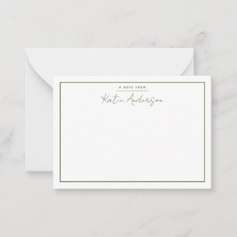 Modern Minimal Typography Script Green Note Card | Zazzle