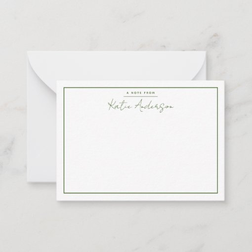 Modern Minimal Typography Script Green Note Card | Zazzle