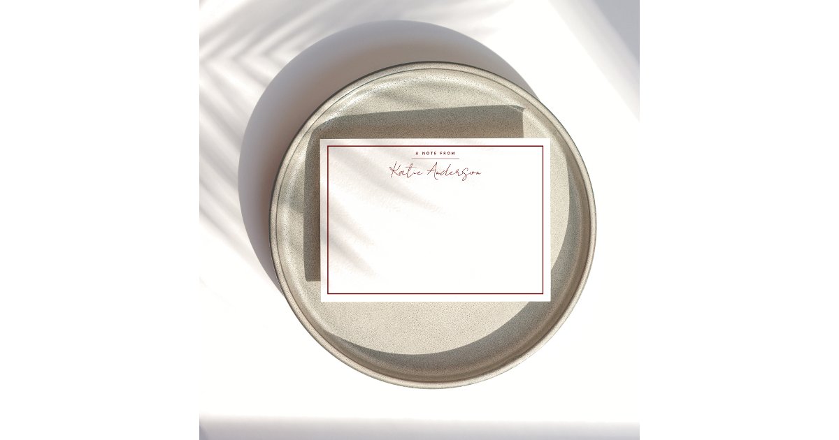 Modern Minimal Typography Script Maroon Note Card | Zazzle