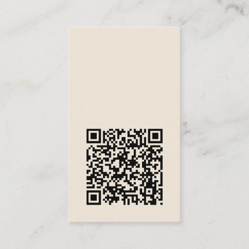Modern Minimal Vertical Logo QR Code Ivory Black Business Card | Zazzle