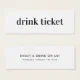 Modern Minimal | Wedding Bar Drink Ticket | Zazzle
