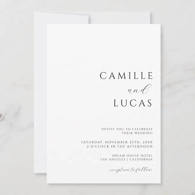 Modern Minimal Wedding Invitation | Zazzle