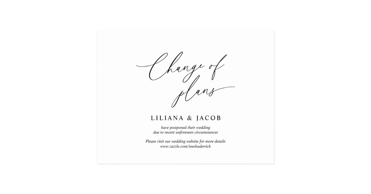 Modern minimal, Wedding invitation Rescheduled Postcard | Zazzle.com Modern minimal, Wedding invitation Rescheduled Postcard | Zazzle.com