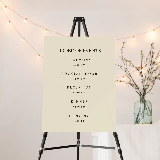 Modern Minimal Wedding Order of Events Sign | Zazzle