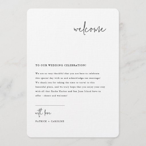 Modern Minimal | Wedding Welcome Card | Zazzle