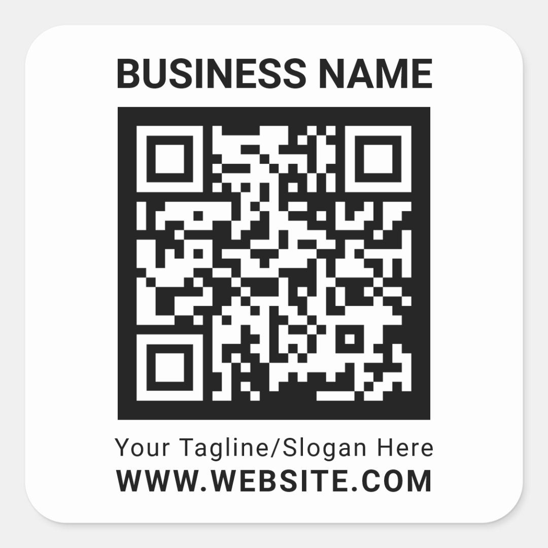 Modern minimal white custom QR code professional Square Sticker | Zazzle