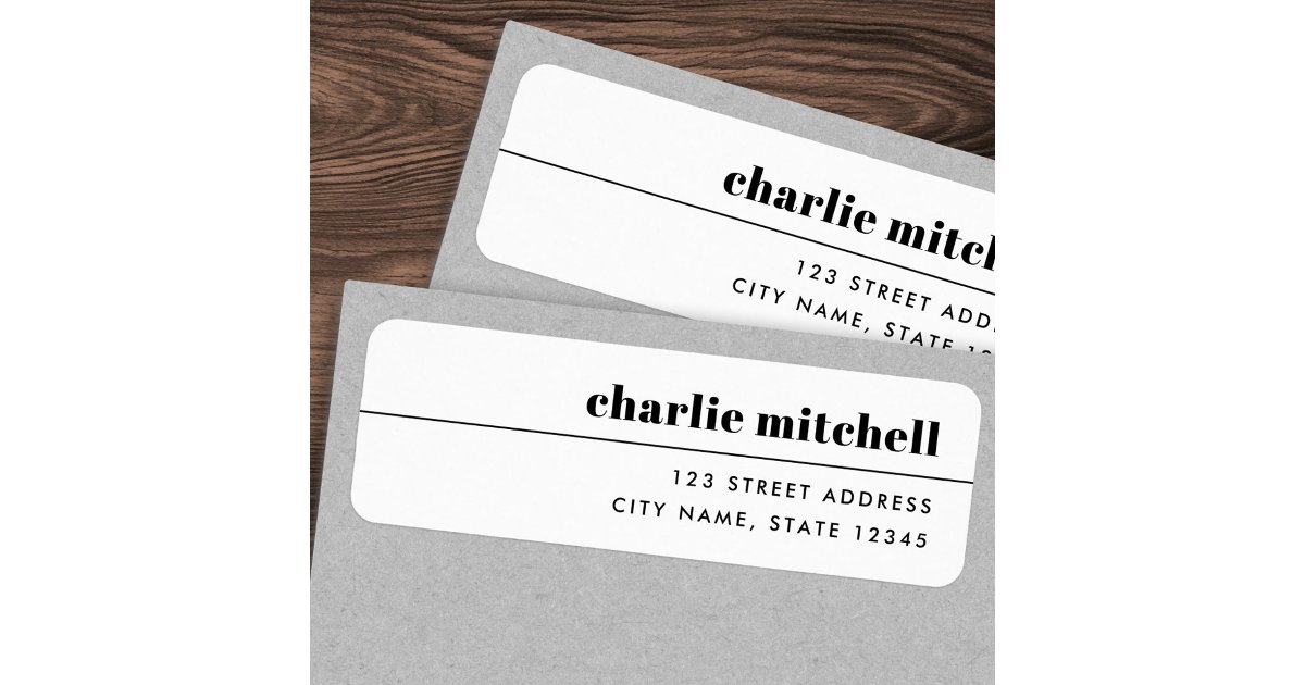 Modern minimal white return address label | Zazzle