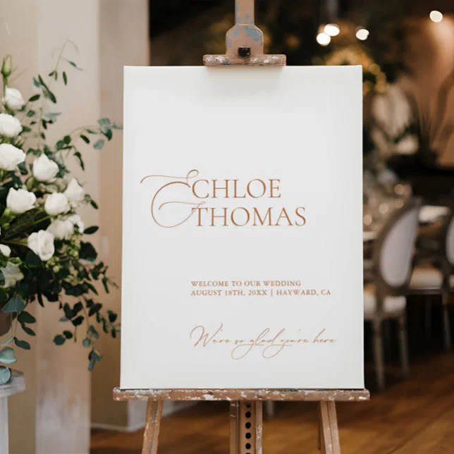 Modern Minimal White Simple Wedding Welcome Sign | Zazzle