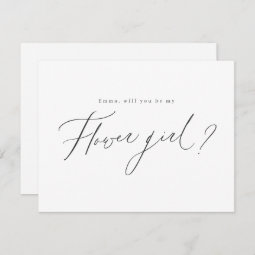 Modern minimal will you be my flower girl script invitation | Zazzle